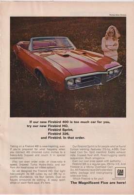 PONTIAC 1967 THE MAGNIFICENT 5 FIREBIRDS 400-HO-SPRINT-326 RED ...