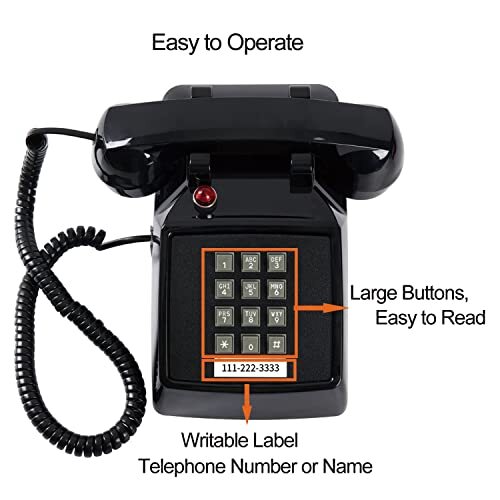 Retro Classic Corded Phone with Voicemail Indicator, Vintage Corded ...