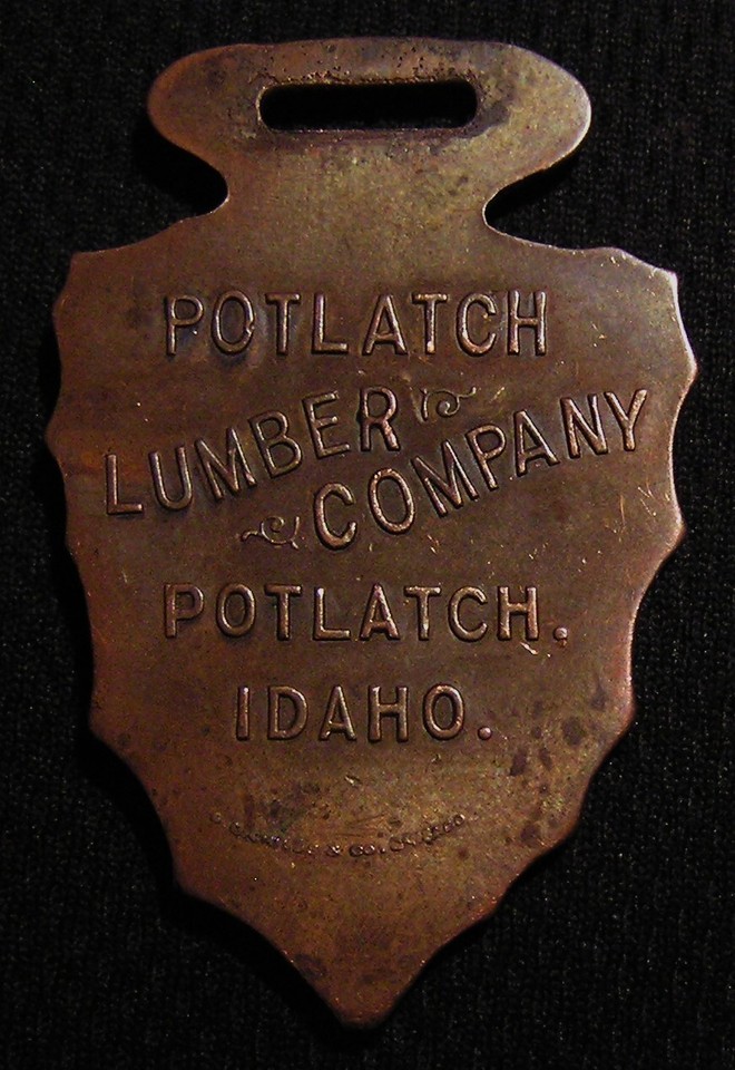 RARE ANTIQUE POTLATCH LUMBER ADVERTISING WATCH FOB NATIVE AMERICAN ...