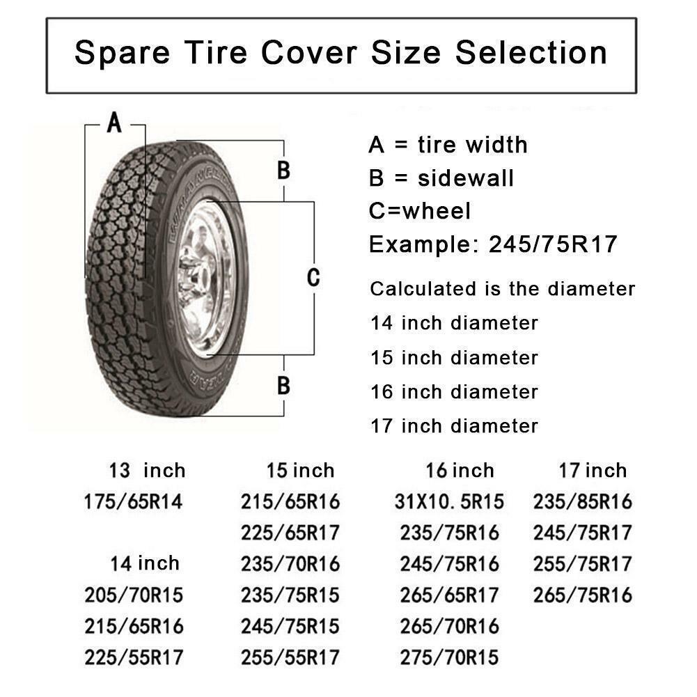 Black 17inch Size Spare Tire Cover Fit For Car SUV Accessories Wheel ...