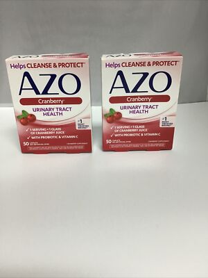 AZO URINARY TRACT HEALTH CRANBERRY 50 Caplets each ( 2 PACK ) Exp 02/25 ...