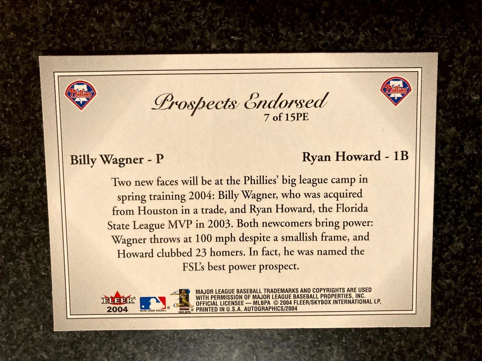 2004 (PHILLIES) SkyBox Autographics Prospects Endorsed #7 B.Wagner/R ...