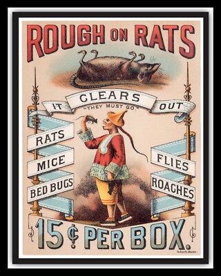 ROUGH ON RATS POISON RAT CATCHER VINTAGE ADVERT METAL POSTER SIGN ...