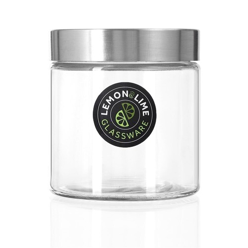 Lemon & Lime 12cm Alto Glass Jar 830ml Kitchen Home Storage Stainless ...