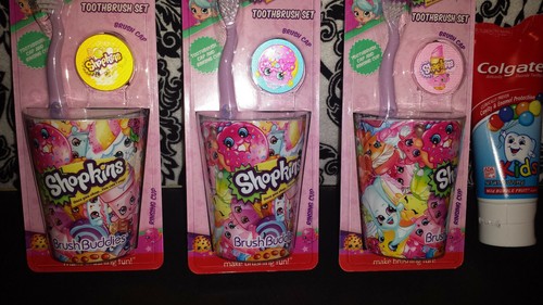 (3) Brush Buddies Kids Toothbrush Cap Cup - Ultra Soft SHOPKINS FREE ...