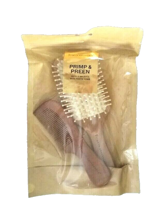 Wright's Apothecary Primp & Preen Paddle Brush & Wide Tooth Comb Set ...