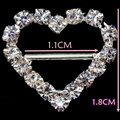 Heart Buckles Ribbon Sliders Rhinestone Crystal for Wedding Invitations ...