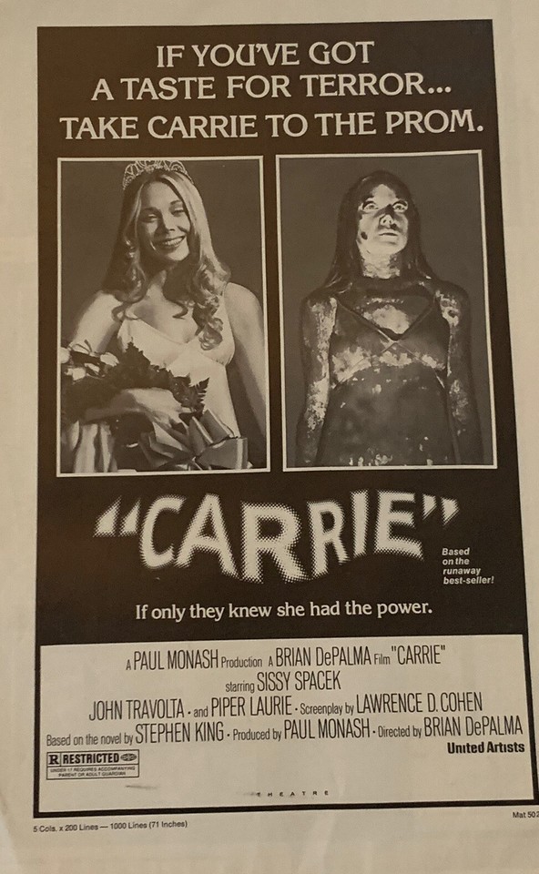 10 Horror B Movie Press Books Advertising 1950's to 1970's Carrie Uncut ...