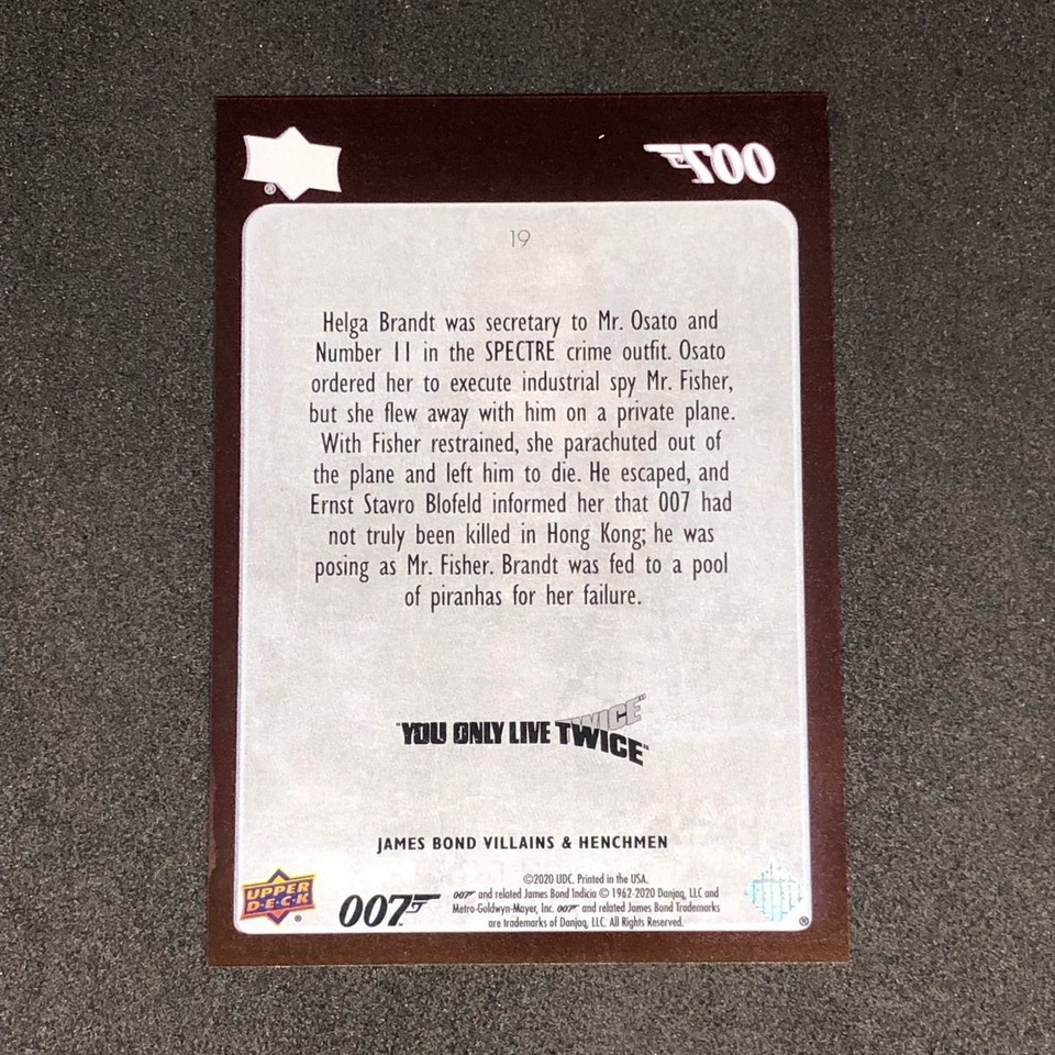 Karin Dor Helga Brandt James Bond 2020 Upper Deck Acetate Card VGâ€™l ...