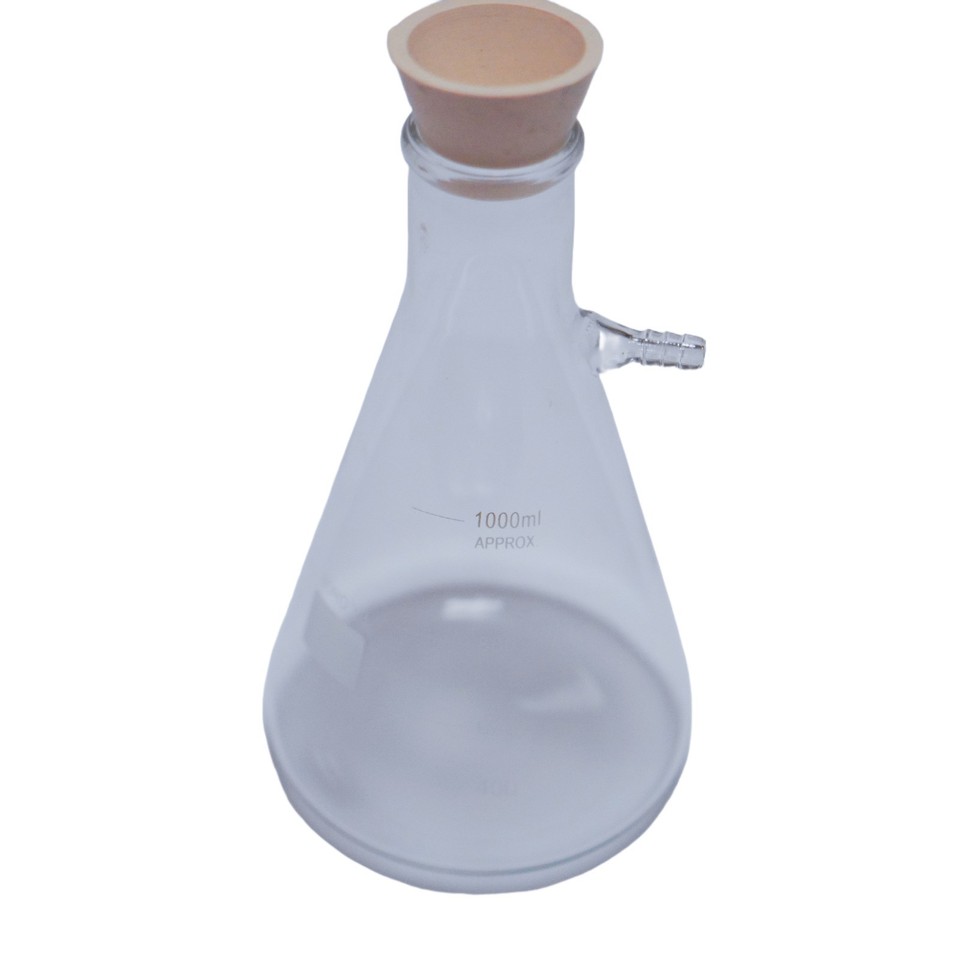 Lab glass Erlenmeyer vacuum filter flask filtering flask 1000 ml - 2000 ...