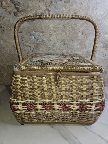 Vintage Large Square Singer Wicker Sewing Basket | eBay