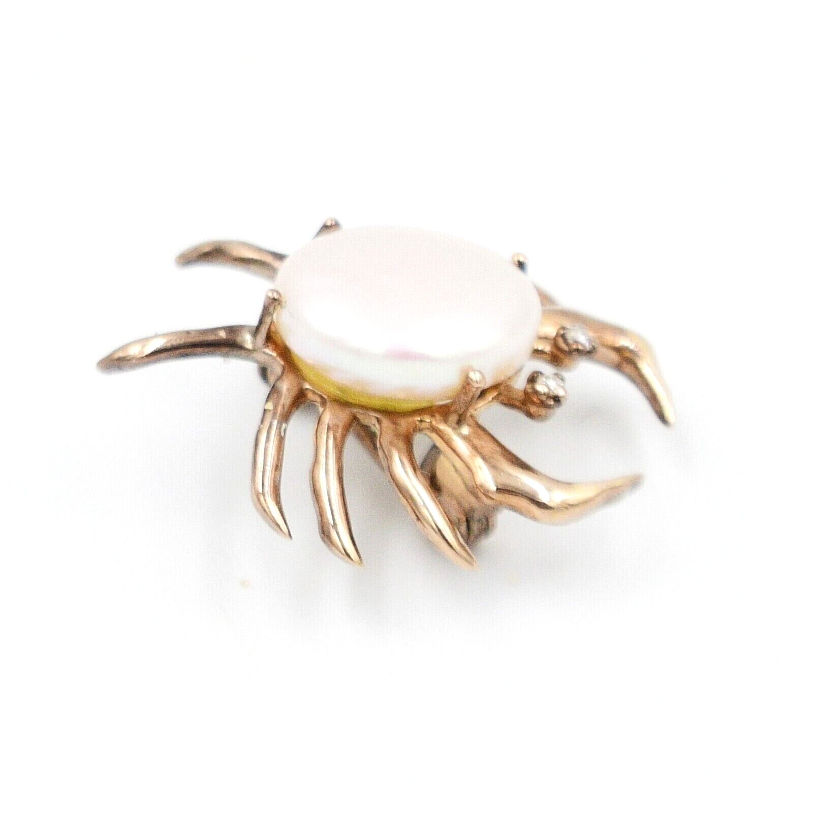 14k Yellow Gold Freshwater Pearl & Diamond Crab Animal Brooch/Pin | eBay