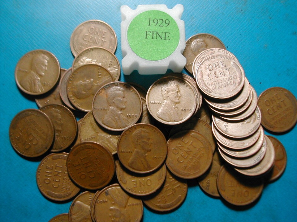 1926, 1927, 1928, 1929 LINCOLN WHEAT CENT (4) ROLLS, all in "fine" 200 ...