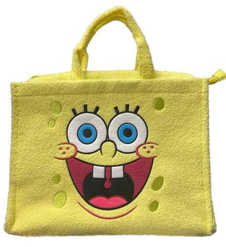 RARE - XL SpongeBob SquarePants Fuzzy TOTE BAG, 6x12x16, With Shoulder ...