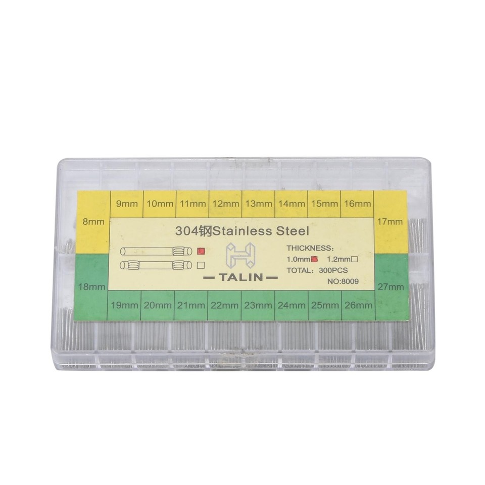 300Pcs 1.0mm Single End Assorted Knurled Watch Band Bar Bracelet Link ...