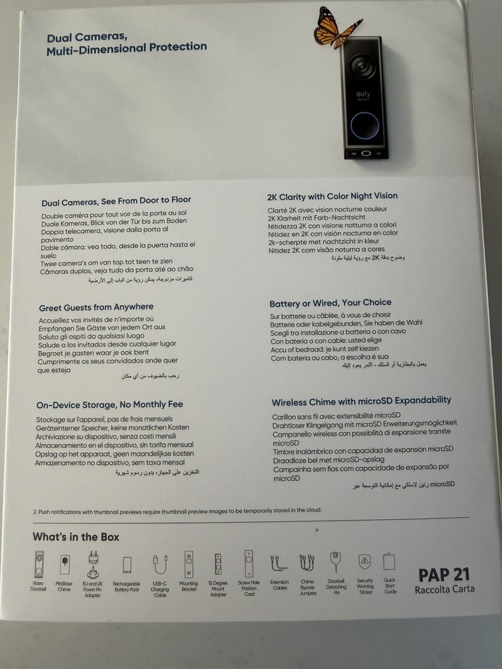 Eufy E340 Wireless Dual Camera 2K FHD Doorbell With Chime **No Monthly ...