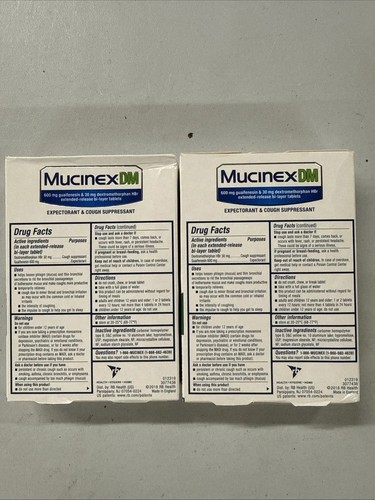 LOT OF 2 Mucinex DM Expectorant & Cough 40 Tablets & 600mg Exp 11/2026 ...