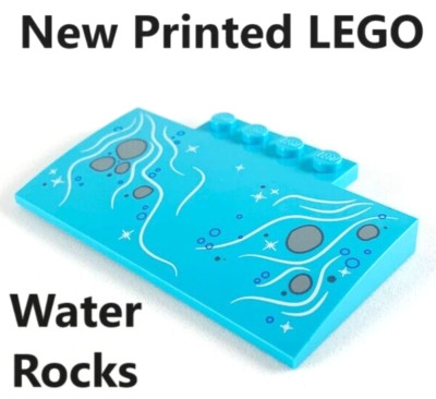 New LEGO Water Slope Rocks PRINTED Seashore Rivers Water Edge Creek ...
