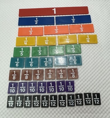 Homeschool Math manipulative Rainbow Fraction Titles Read Note | eBay