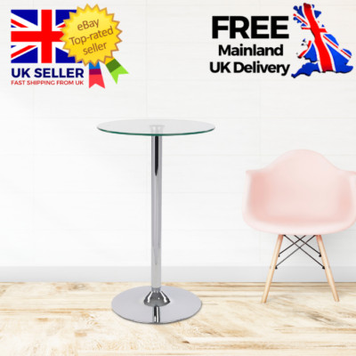 Stunning Round Clear Glass Poseur Table / Modern Chrome Dining Bar ...