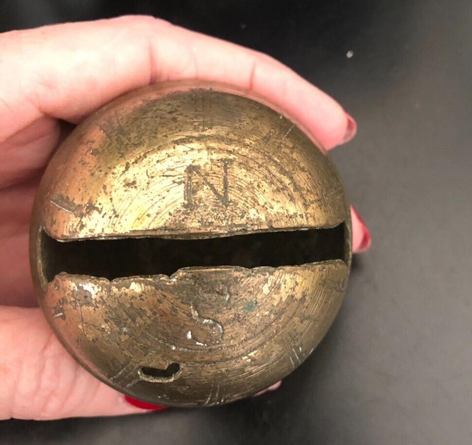 Large Antique BRASS CROTAL SLEIGH BELL marked "5" and "N S" | eBay