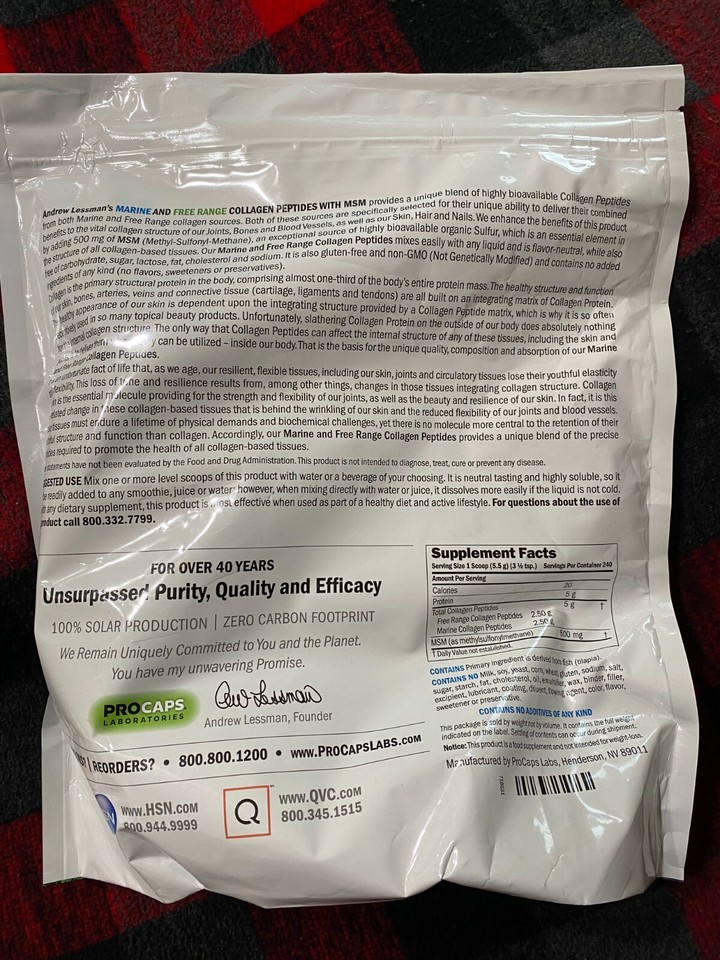 Andrew Lessman Marine & Free Range Collagen Peptides with MSM 240 Sev 7 ...