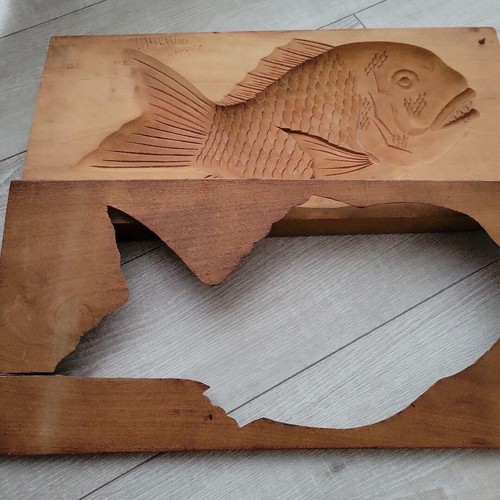 Large Kashigata Wood Sweets Mold Fish Design Vintage Japanese Cooking ...