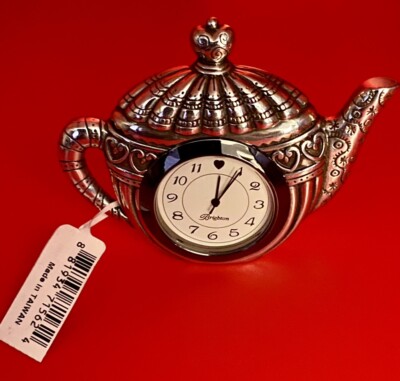 Vintage Brighton Brand Silver Tea Pot Shaped Clock. Battery/Bag ...