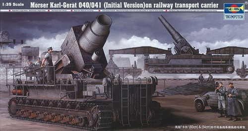 Trumpeter 00208 - 1:35 Mörser Karl Gerät 040/041 auf Eisenbahn-Trailer ...