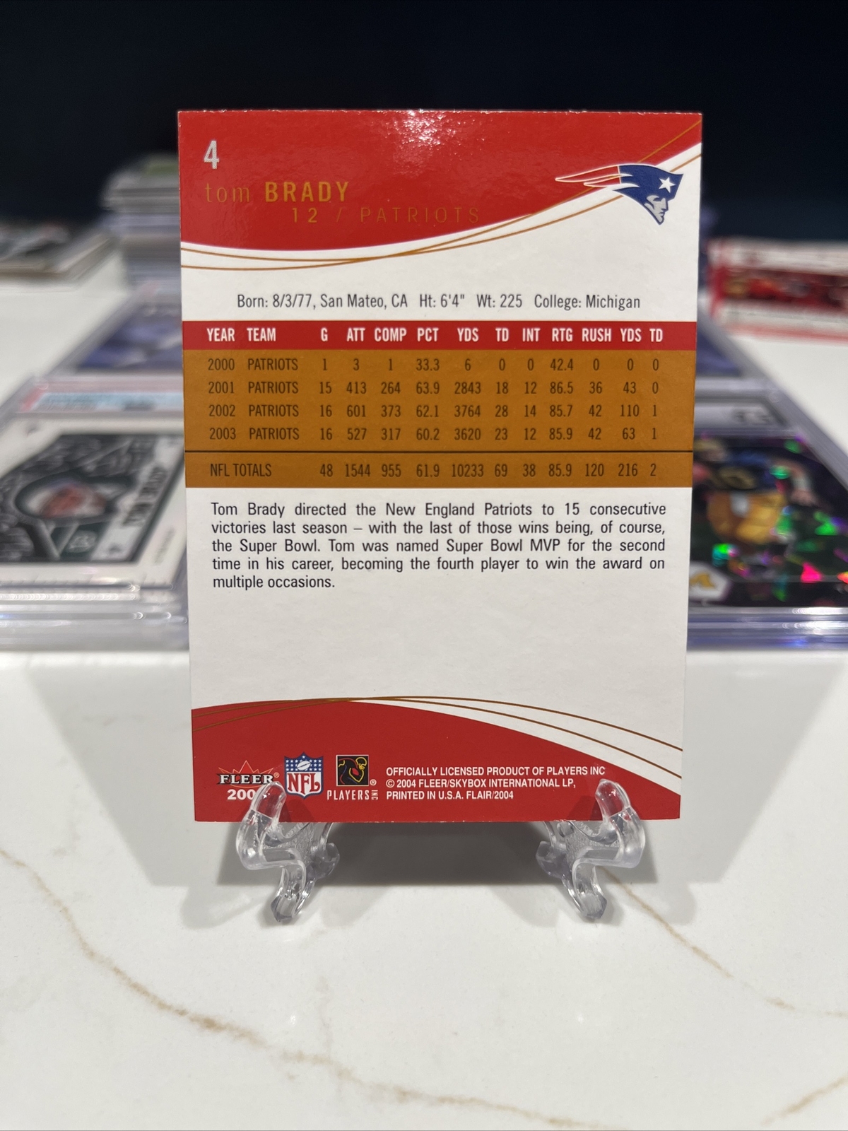 2004 Fleer Flair Tom Brady #4 INVEST GOAT HOF MVP TB12 READ | eBay