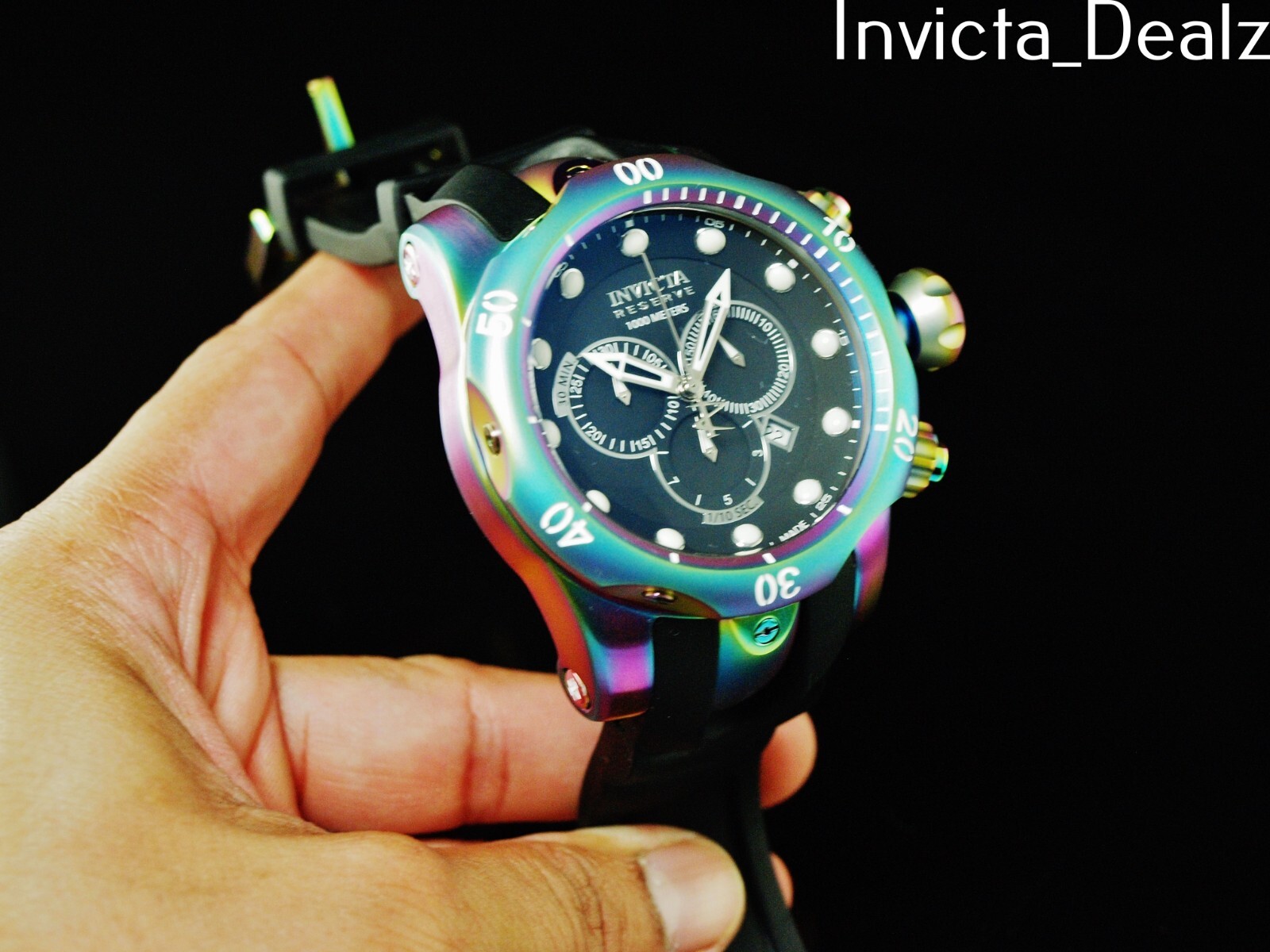 RARE Invicta Reserve VENOM Swiss Made 5040.D Chrono Iridescent IP SS ...