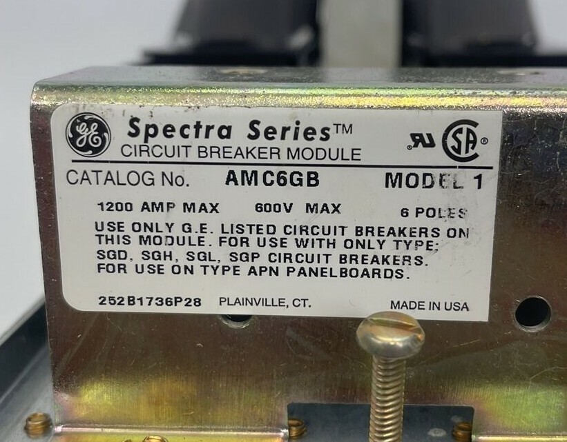 GE AMC6GB SPECTRA SERIES CIRCUIT BREAKER MODULE MODEL 1 6POLES 1200AMP ...