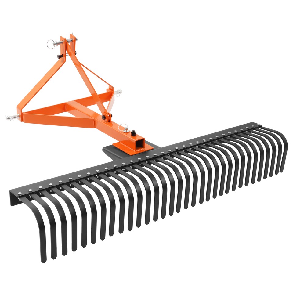 60" 5FT Landscape Rake For 3 Point Rock Rake Category 1 Tractor Soil ...