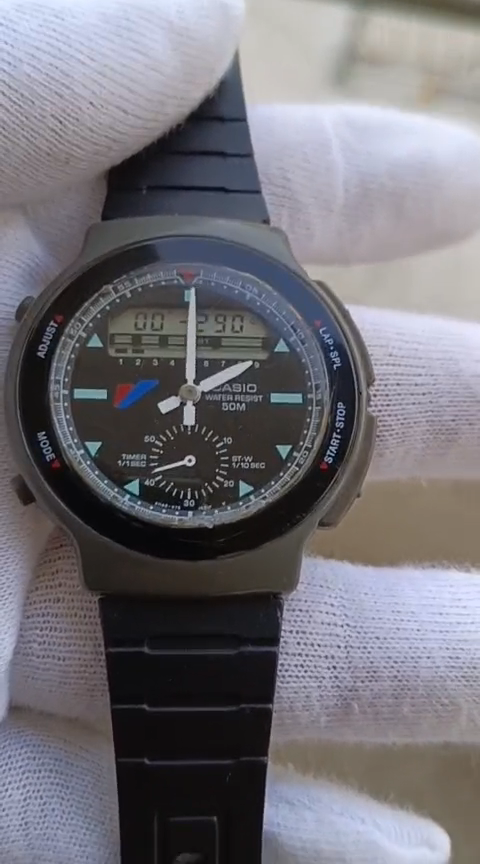 Rare Casio 373 VQ-12 Digital Analog Quartz Black Vintage Japan Men's ...