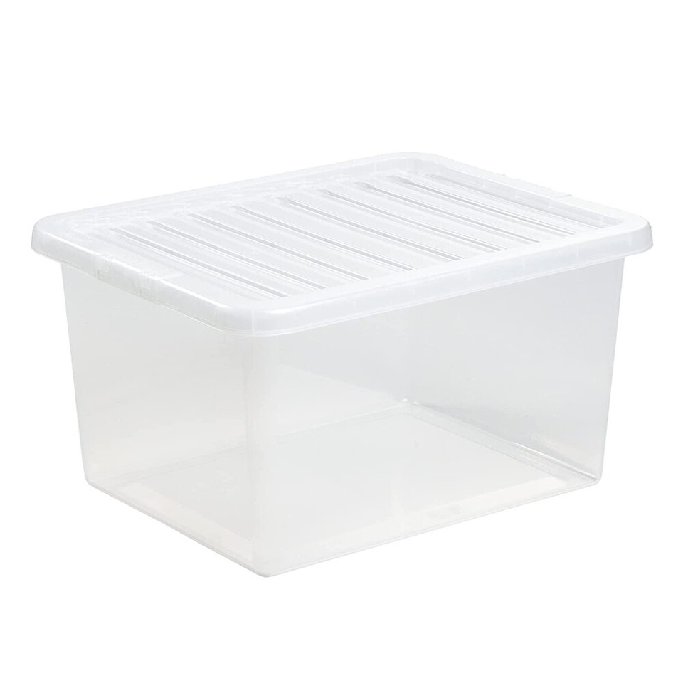 Wham Crystal Clear Plastic Storage Box Lid 31L|32L|37L|42L|45L Capacity ...