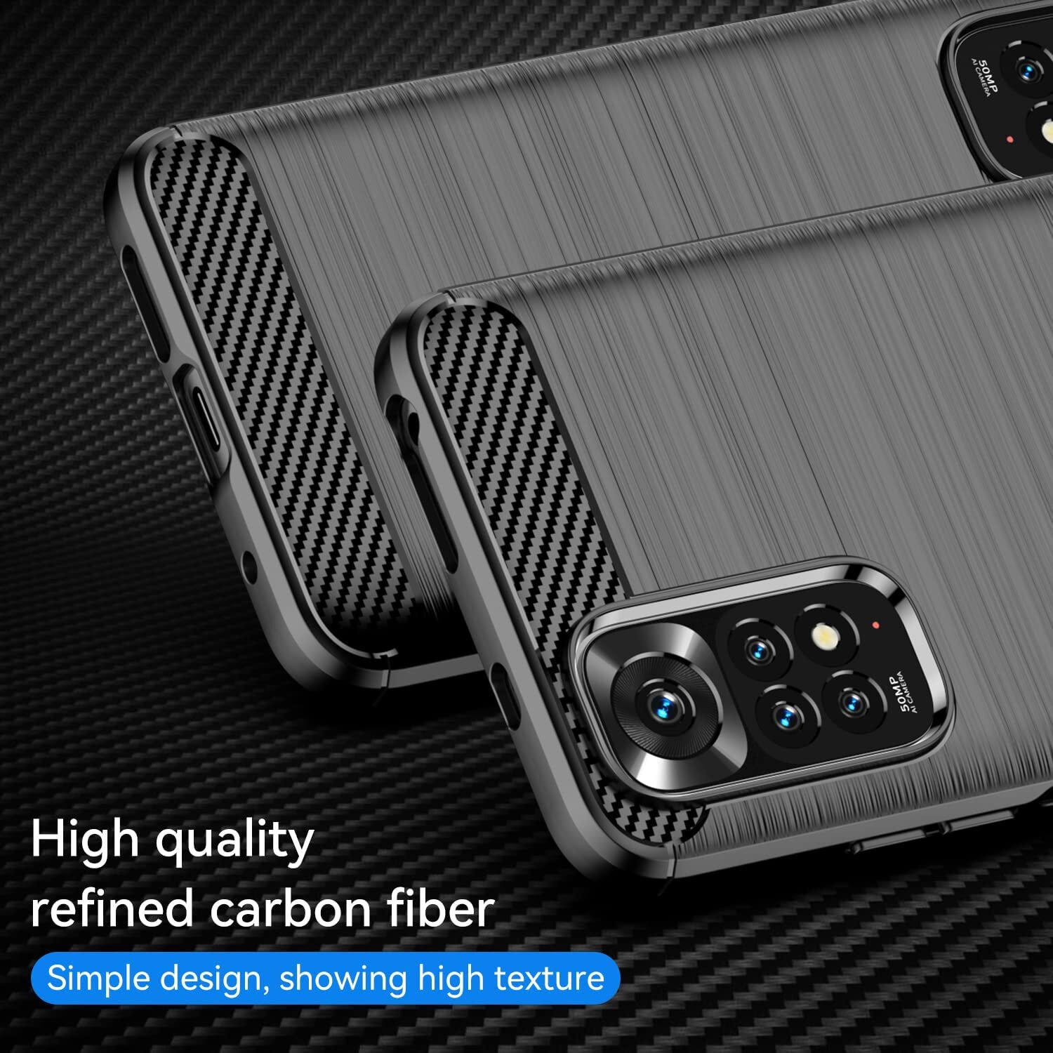 For Xiaomi Redmi Note 11 6.43" Case Carbon Fibre Gel Cover Ultra Slim ...