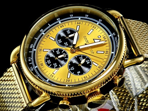 INVICTA/ CHASE DURER CDW-0153 FLIGHT COMMANDER JAPNESE CHRONO Gold Tone ...