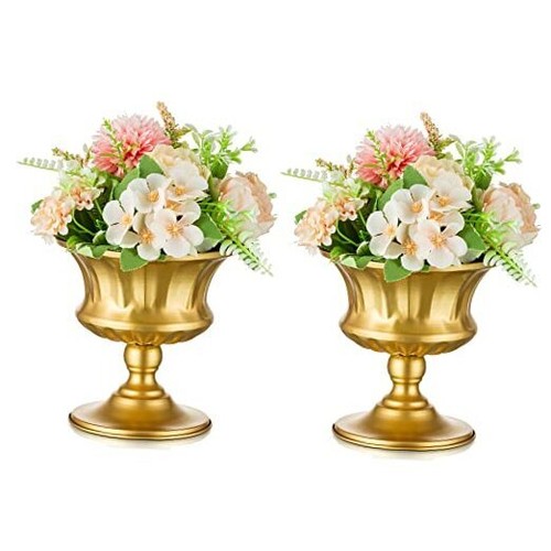 Small Vases for Centerpieces - Metal Compote Vase, 5.91 Inch 2 Pcs Gold ...