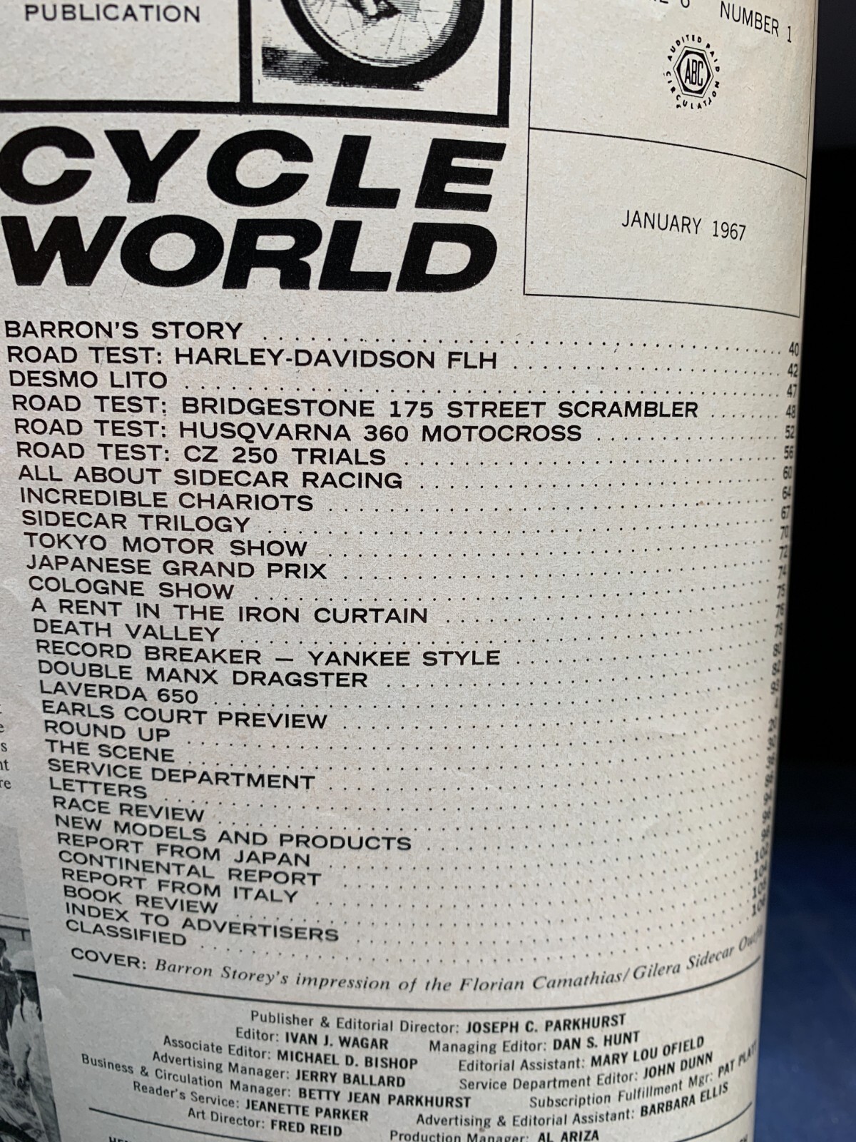 1967 Cycle World Magazine HD Electra Glide Bridgestone Husqvarna CZ VMX ...