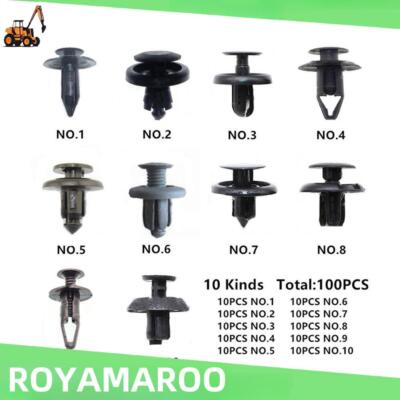 Trunk Screw Rivets Set Car Bumper Fender 100x For Auto Plastic Fastener ...