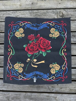 Vintage Harley Davidson Red Roses Bandana 80s - 90s Dead Stock ...