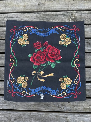 Vintage Harley Davidson Red Roses Bandana 80s - 90s Dead Stock ...