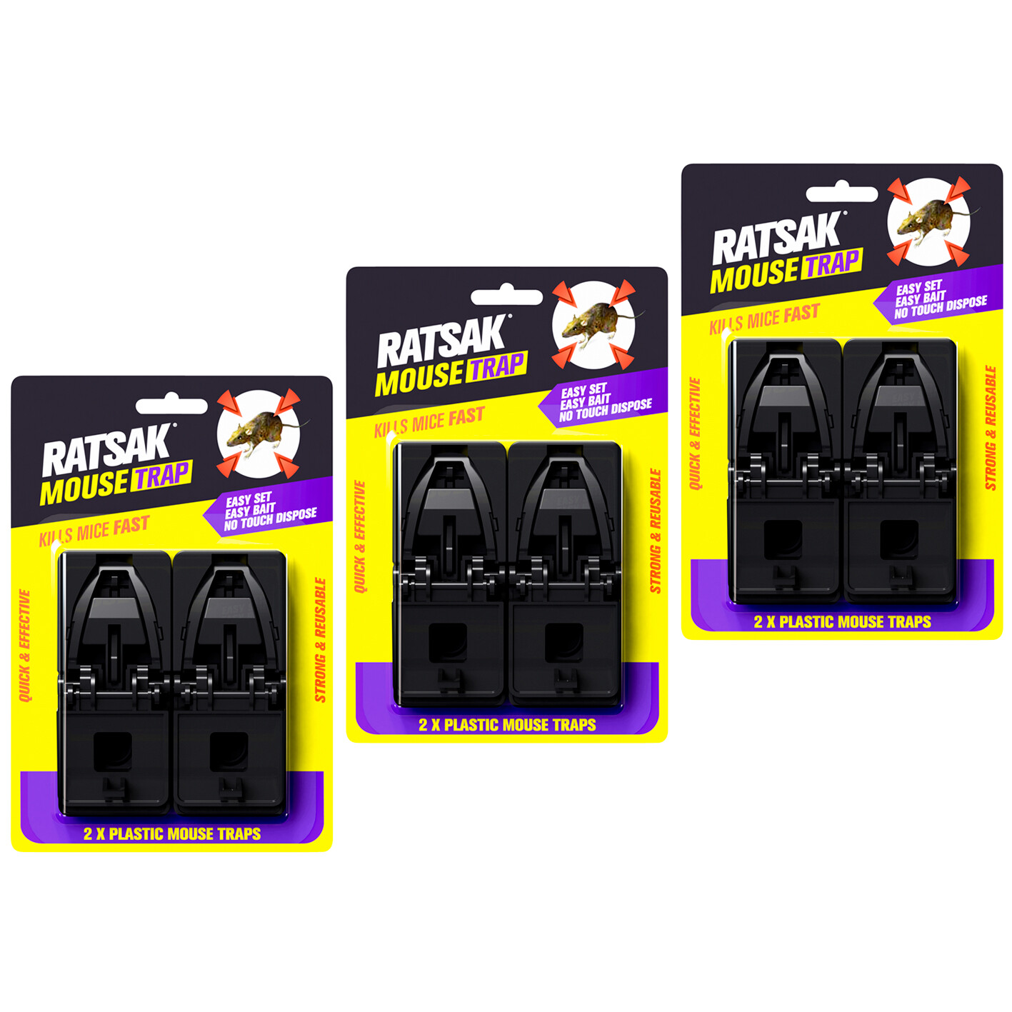 6pc Mouse Trap Ratsak® No Touch Reusable Easy Bait Mice Rat Capture ...