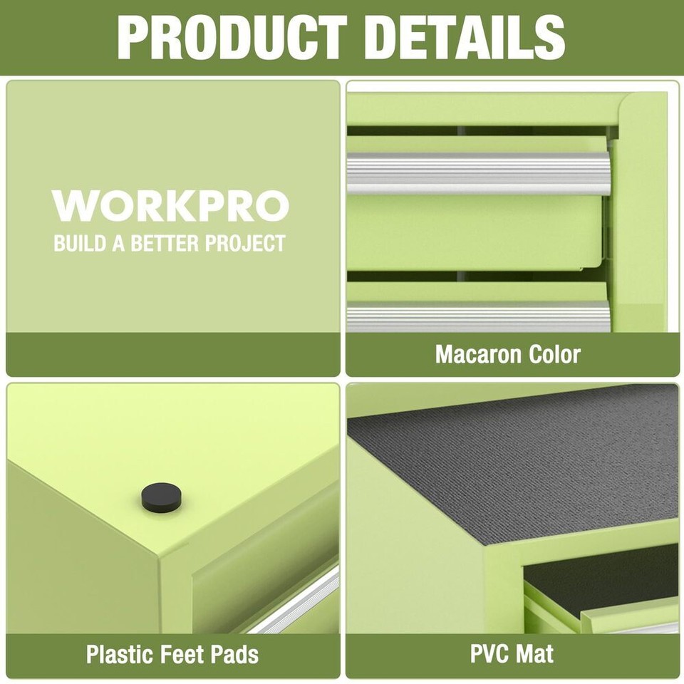 WORKPRO Mini Tool Box 12.5" 2 Drawer & 1 Open Top Storage Small Metal ...