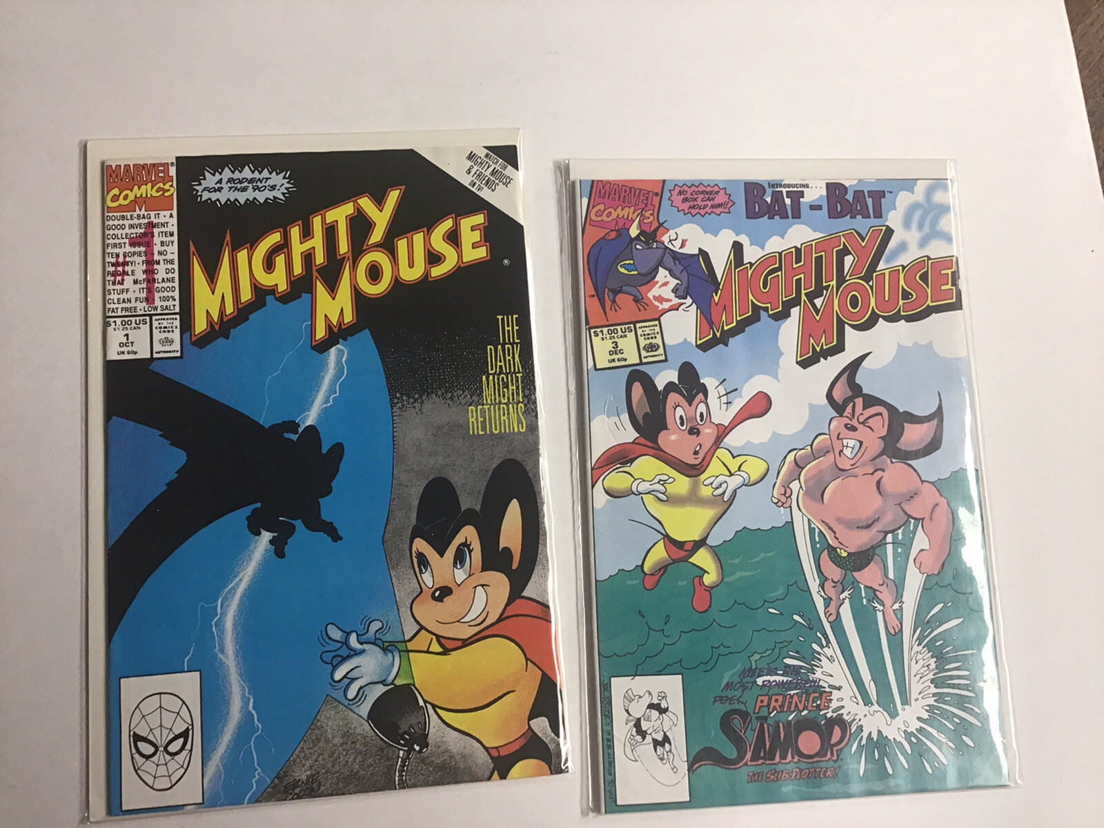 Mighty Mouse #1 & #3 1990 Marvel High Grade Collectors Issue Combined ...