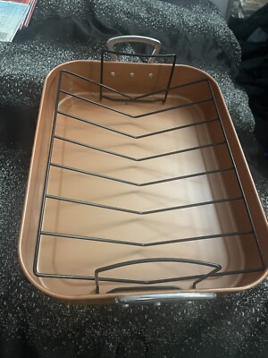 Eco+Chef 16" Roaster Pan Ceramic Nonstick Cookware Copper Series ...