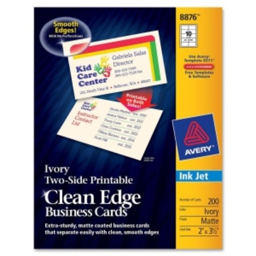 Avery True Print Clean Edge Business Cards Inkjet 2 x 3 1/2 Ivory 200 ...