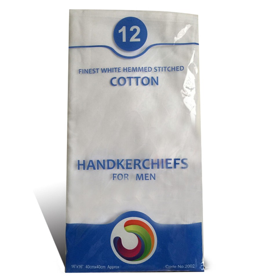 12 Pack Of Mens/Gentlemens/Ladies large White Satin Bordered ...