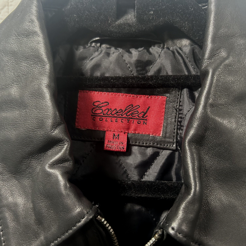 NWT Women's EXCELLED COLLECTION Black Leather Scuba Jacket sz M $425 | eBay