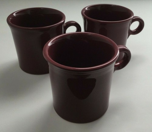 Fiesta Ware Coffee Mug Lot of 3 Maroon Wine Ring Handle Tom & Jerry HLC ...